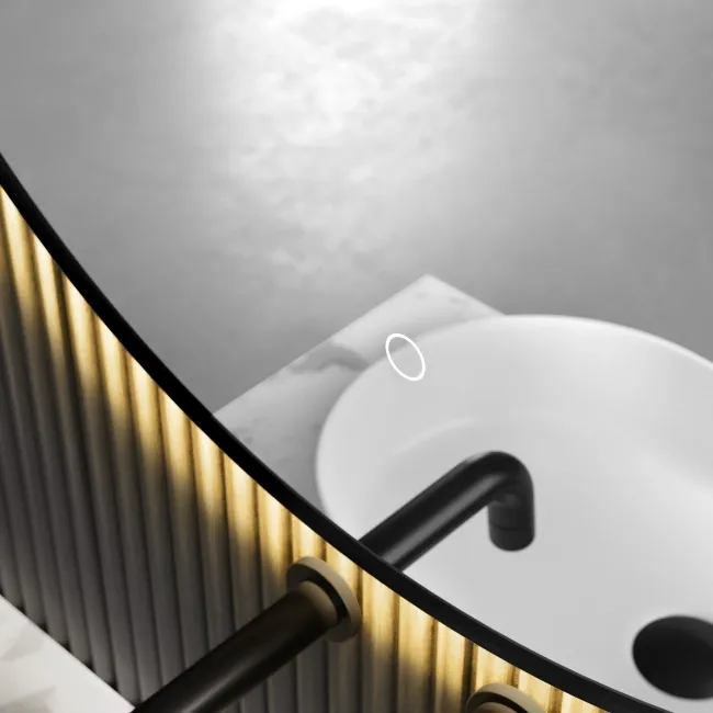 Delilah Black Framed Round Backlit LED Mirror | 500mm