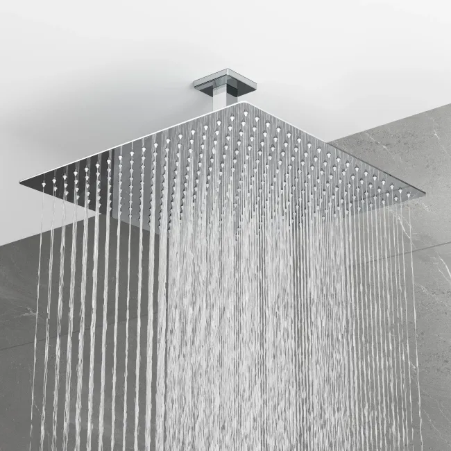 Galway Premium Ceiling Chrome Square Thermostatic Shower Set