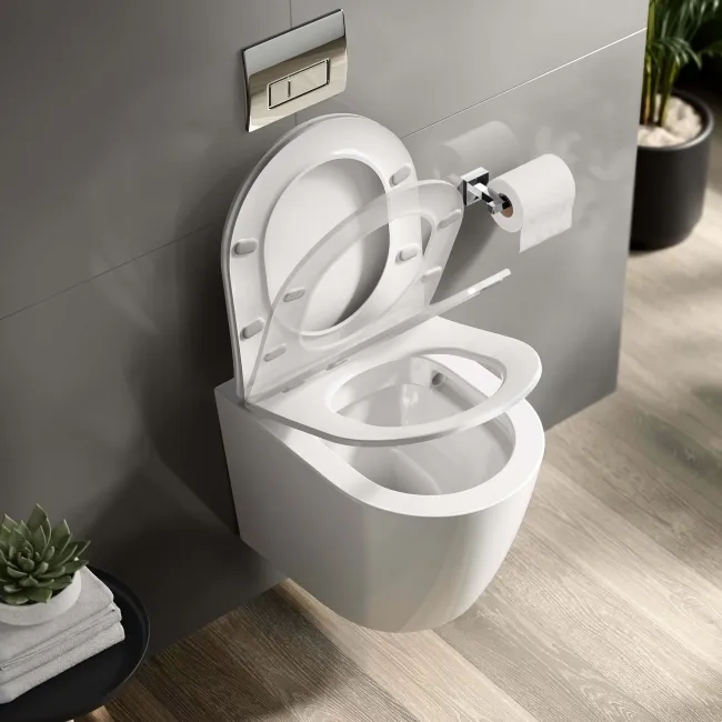 Utah Rimless Wall Hung Toilet | Premium Slim Seat | Bathroom Mountain