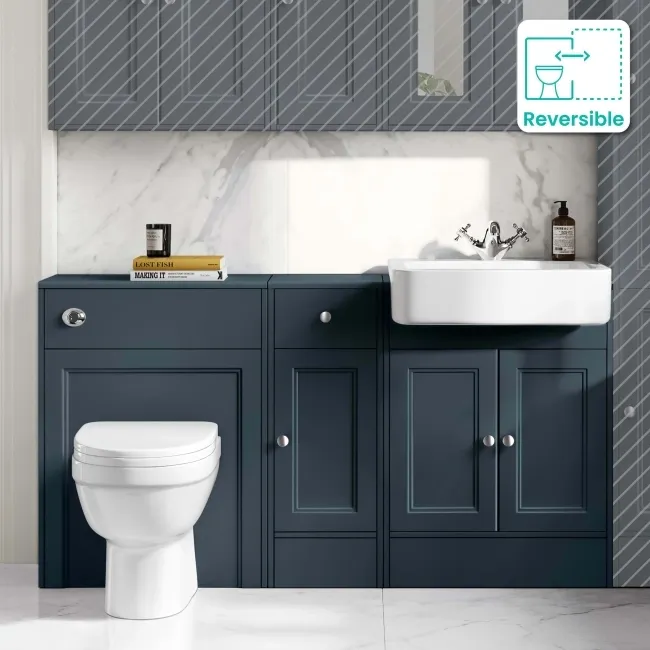 Monaco Vanity Basin & Seattle Toilet - Combination - Inky Blue