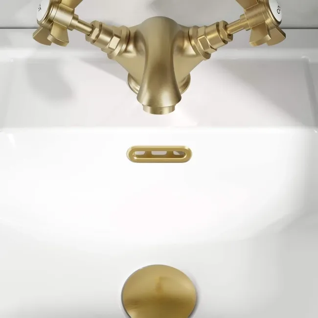 Brushed Brass Oval Basin Overflow Ring | Bathroom Mountain