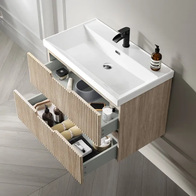 Crete Apex Oak Basin Drawer Vanity | 800mm