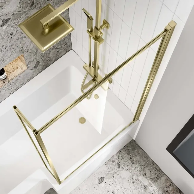 L Shaped Bath with Panel & Brass Shower Screen | RH | 1700mm