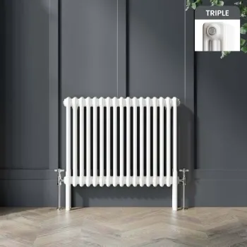Athens White Triple Column Vertical Traditional Radiator