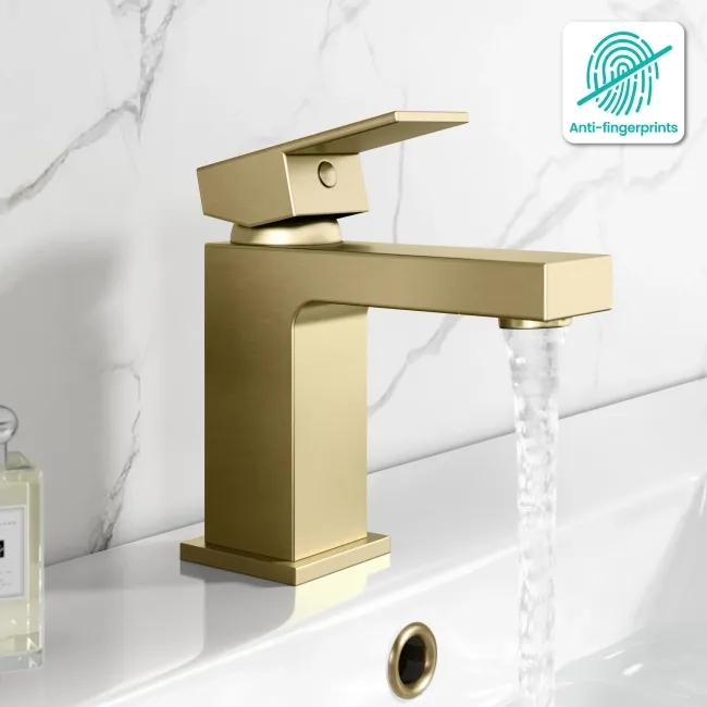 Tamar Basin Mixer Tap | Brushed Brass | Bathroom Mountain