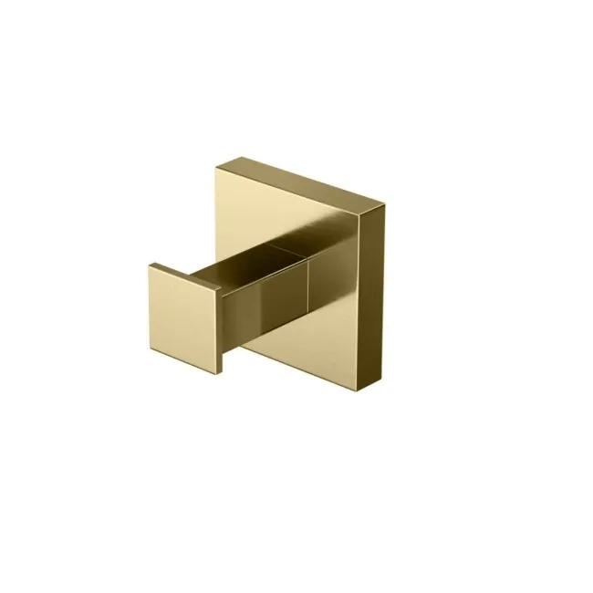 Isla Brushed Brass Square Robe Hook | Bathroom Mountain