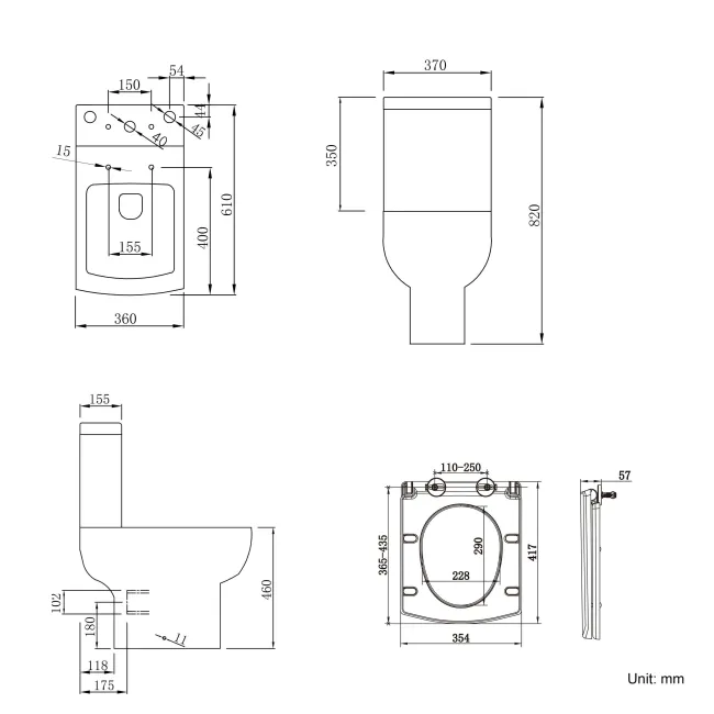 Portland Comfort Height Close Coupled Toilet With Slim Seat