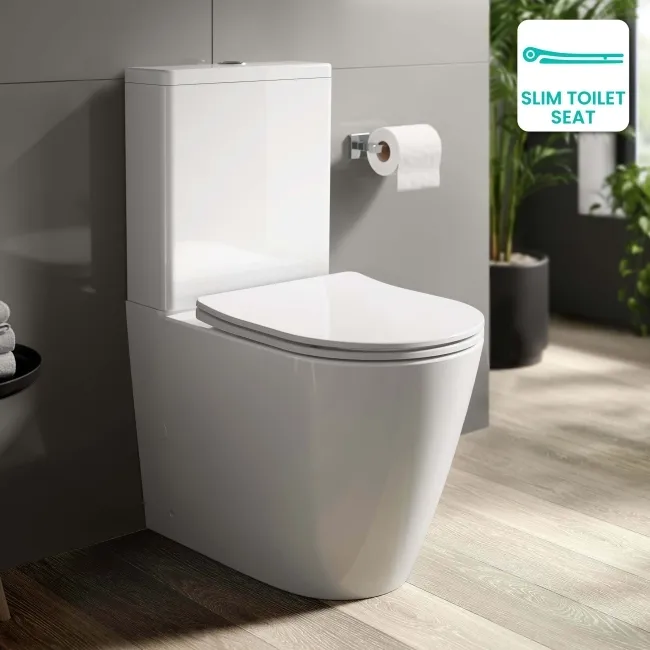 Utah Rimless Close Coupled Toilet | Premium Slim Seat | Bathroom Mountain
