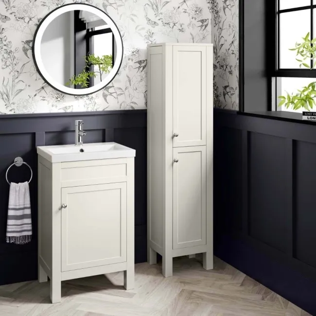 Bermuda Chalk White Tall Cabinet | Bathroom Mountain