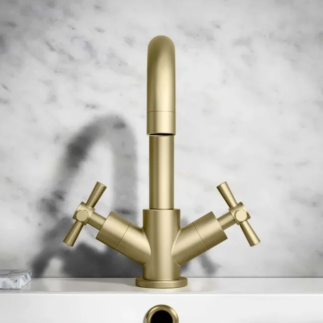 Exe Basin Mixer Tap | Brushed Brass | Bathroom Mountain