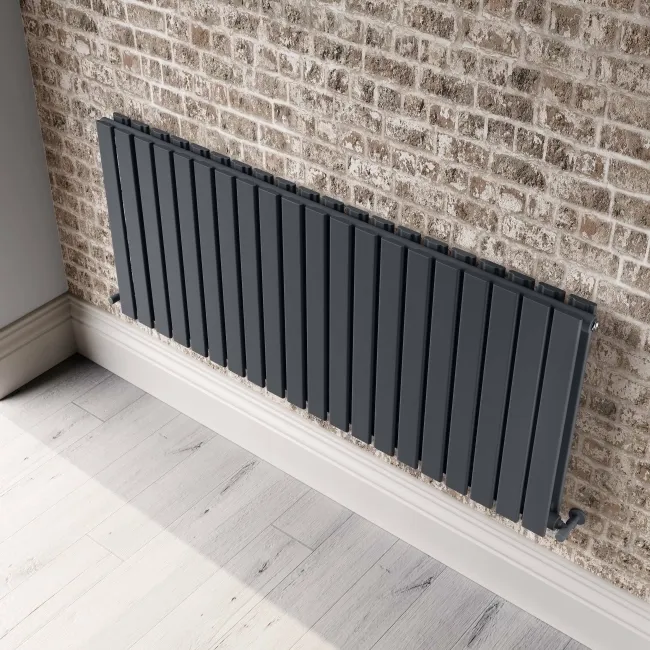 Faro Anthracite Modern Double Flat Panel Horizontal Radiator