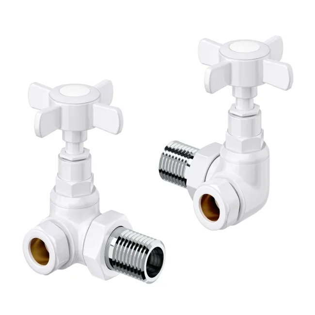 White Corner Traditional Valves | Radiators | 15mm | Pair