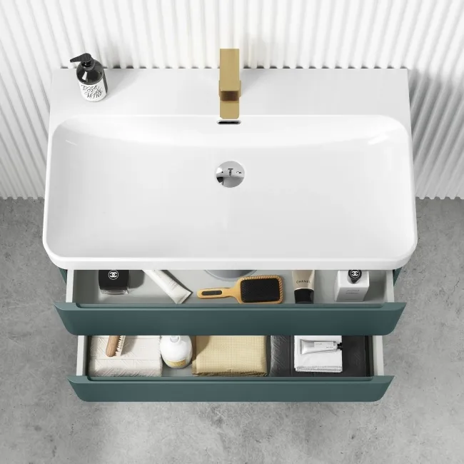 Corsica Green Wall Hung Basin Drawer Vanity | 800mm | Bathroom Mountain
