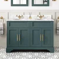 Lucia Midnight Green Double Vanity with Marble Top & Undermount Basins ...