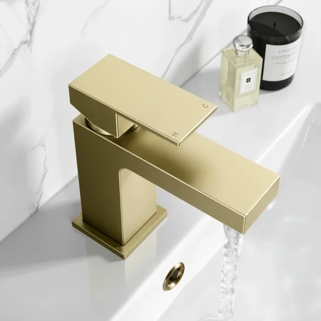 Tamar Basin Mixer Tap | Brushed Brass | Bathroom Mountain