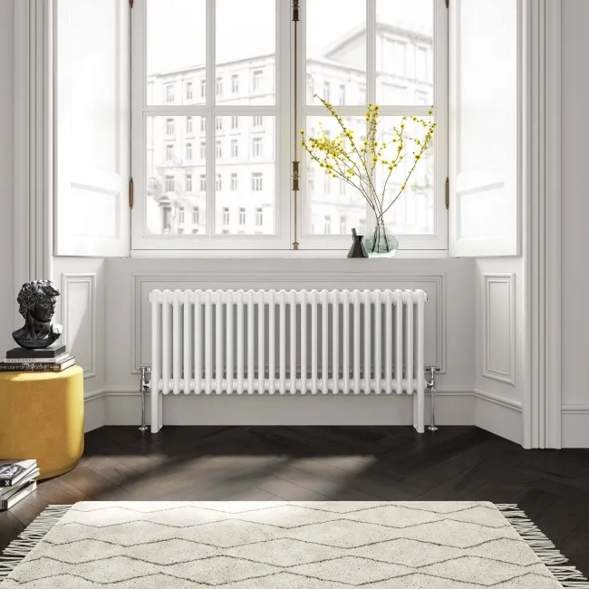 Athens Triple Column Horizontal Traditional Radiator | White