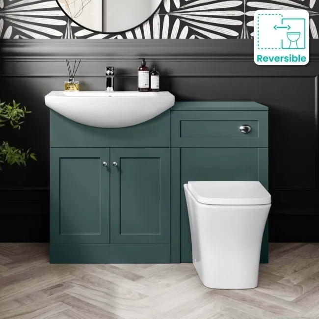 Capri Mystic Green vanity & Houston toilet 1150mm | Chrome