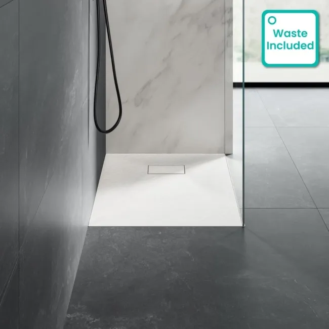 Berlin Rectangular White Slate SMC Shower Tray | 900x700mm