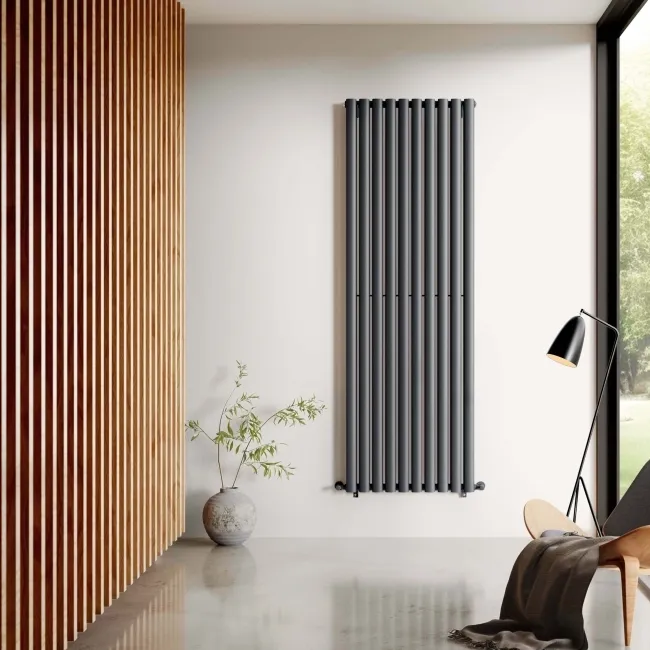 Marbella Anthracite Double Oval Panel Radiator | 1800x600mm