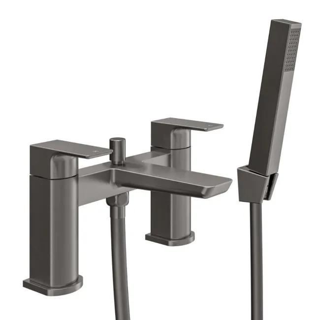 Soar Gunmetal Grey Basin & Shower Bath Mixer Tap Set | Bathroom Mountain