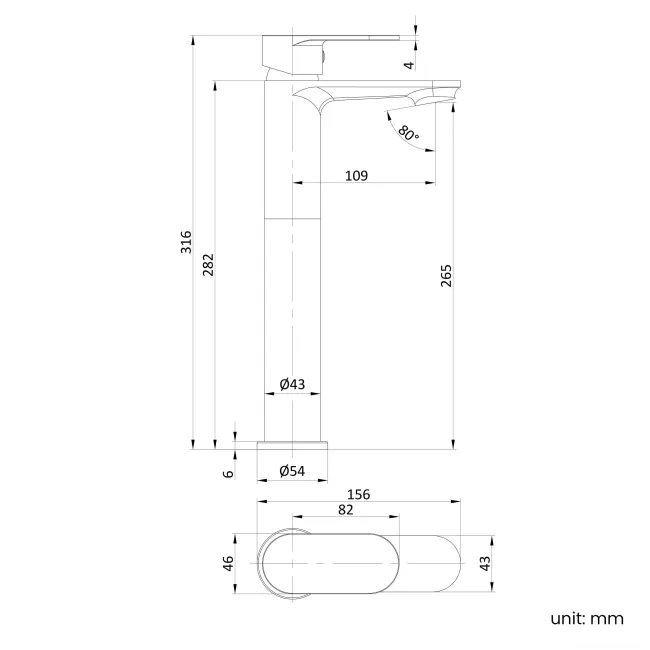 Avill High Rise Basin Mixer Tap | Chrome | Bathroom Mountain