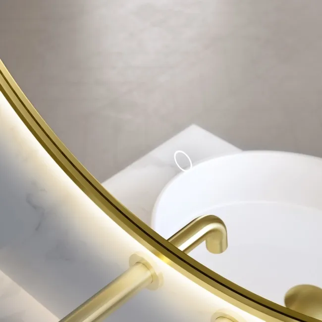 Delilah Brushed Brass Round Backlit LED Mirror | 500mm