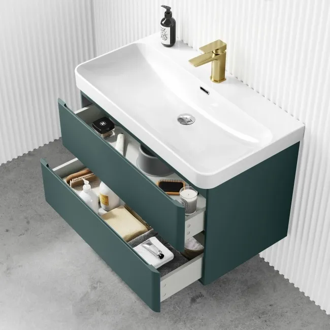 Corsica Green Wall Hung Basin Drawer Vanity | 800mm | Bathroom Mountain