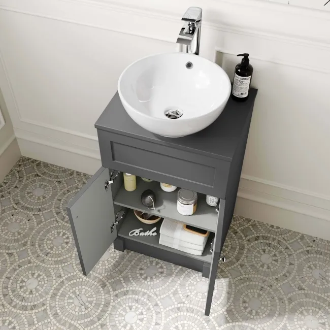 Slate Grey Vanity & Mesa Basin | 500mm | Chrome Handles