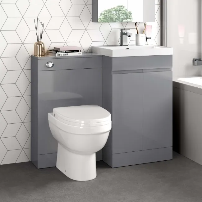Trent Stone Grey Combination Vanity Basin and Seattle Toilet