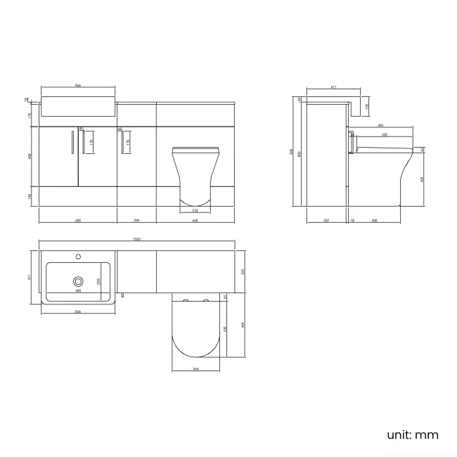 Harper Navy Blue Vanity & Tucson Toilet | 1500mm | Brass