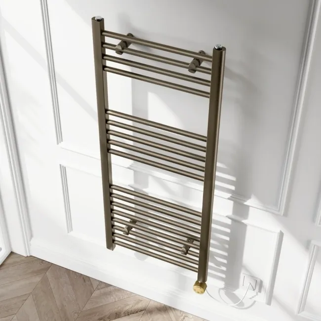 Barcelona Electric Antique Gold Towel Rail | 1200x500mm