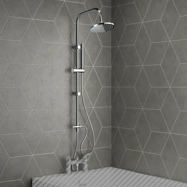 Lismore Round Chrome Shower Riser Kit | Bathroom Mountain