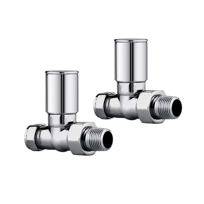 Chrome Plated Brass Straight Manual Radiator Valves (Pair)