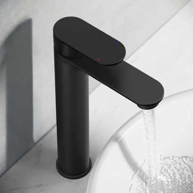Anker Matt Black High Rise Basin Mixer Tap | Bathroom Mountain