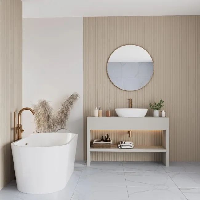 Trepanel Aqua 3D® Taupe Fluted Waterproof Wall Panel