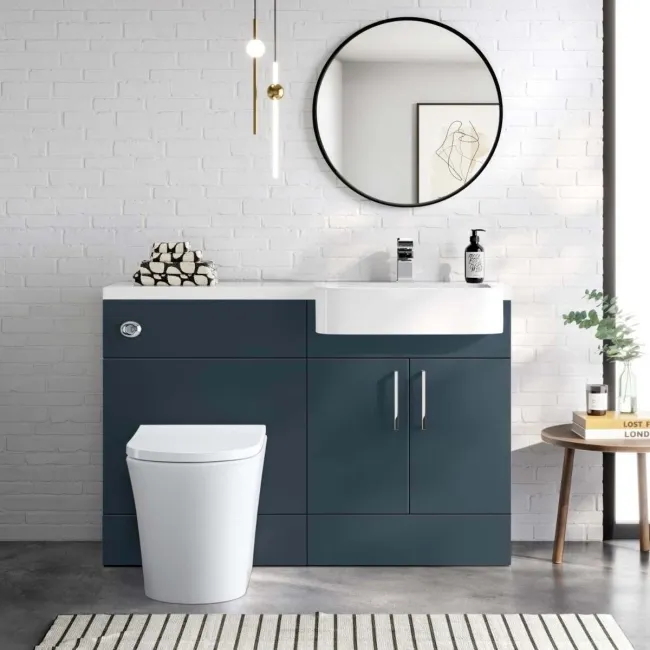 Harper Navy Blue Vanity & Tucson Toilet Right | 1200mm | Bathroom Mountain