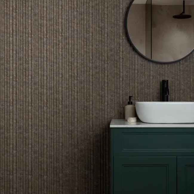 Trepanel Aqua 3D® Grey/Gold Marble Effect Grooved Waterproof Wall Panel