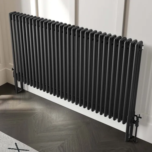 Athens Black Triple Horizontal Radiators | 750x1415mm
