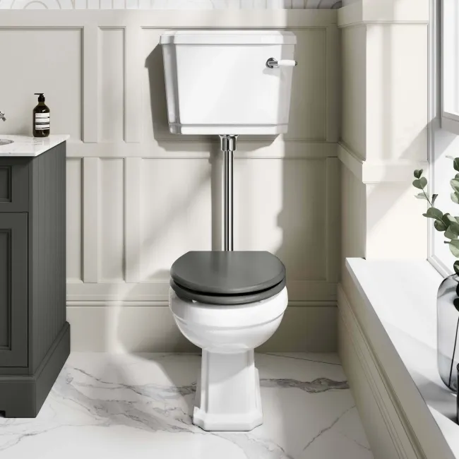 Hudson Traditional Toilet With Low-Level Cistern and Graphite Grey ...