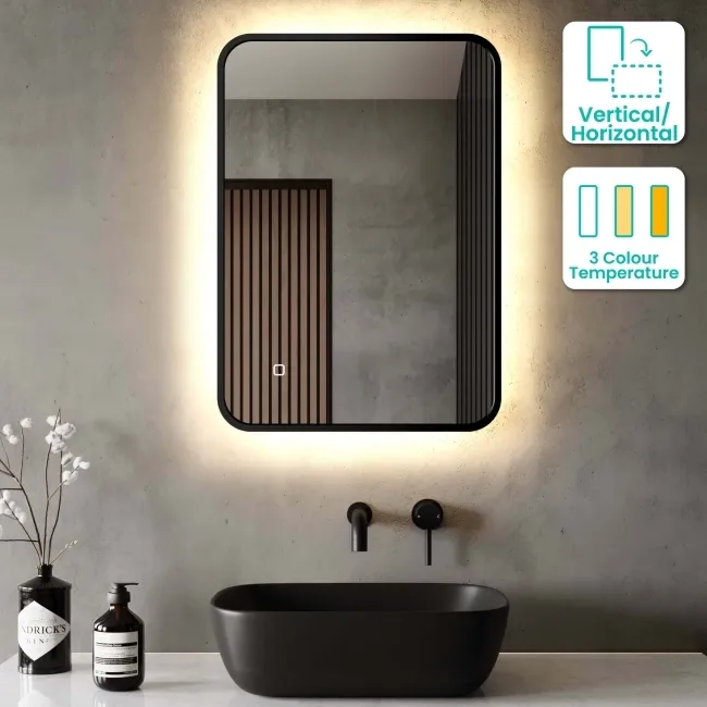 Mila Black Framed Backlit LED Mirror | 700x500mm