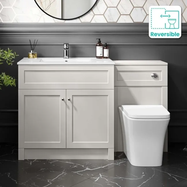 Milos Cotton White Combination Vanity Basin and Houston Toilet 1300mm ...