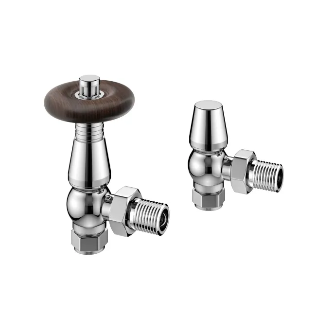 Chrome Angled Manual Radiator Valves | 15mm | Pair