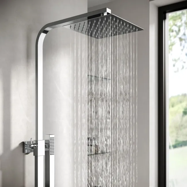 Skye Square Thermostatic Bath Filler Shower Set | Chrome