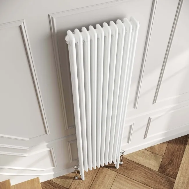 Athens Double Column Vertical Traditional Radiator - White