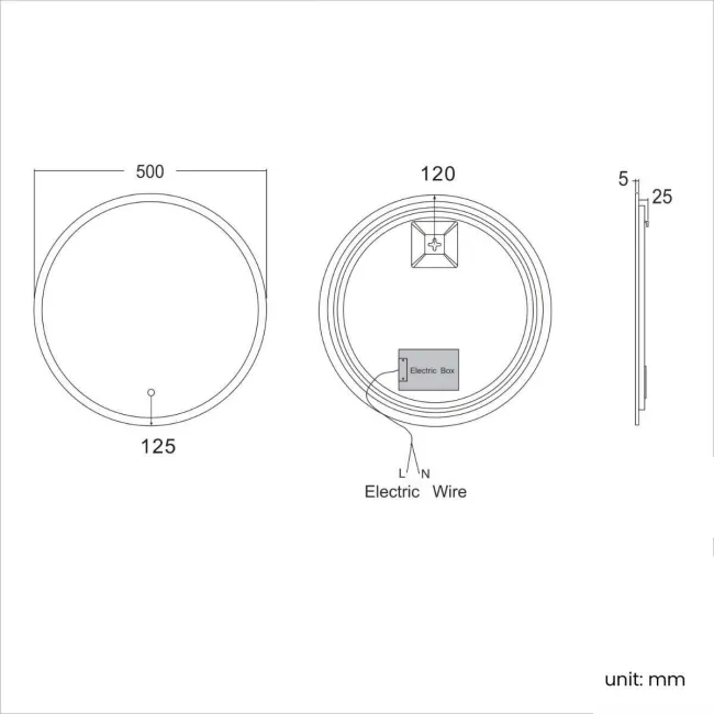 Aria Round Illuminated LED Mirror 500mm | Bathroom Mountain