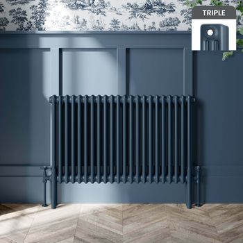 Athens Blue Triple Horizontal Radiators | 600x1010mm