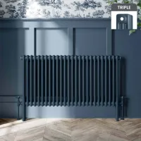 Athens Blue Triple Horizontal Radiators | 600x1190mm