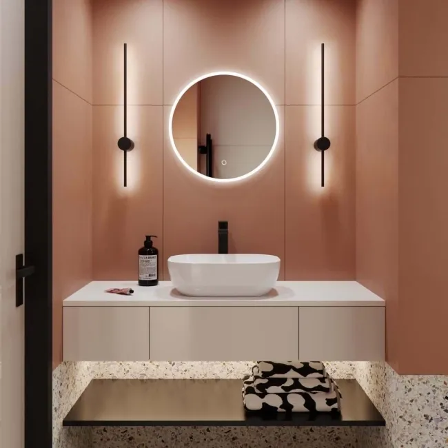 Aria Round Illuminated LED Mirror 500mm | Bathroom Mountain