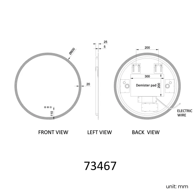 Grace Round LED Mirror with Bluetooth Speaker | 600mm