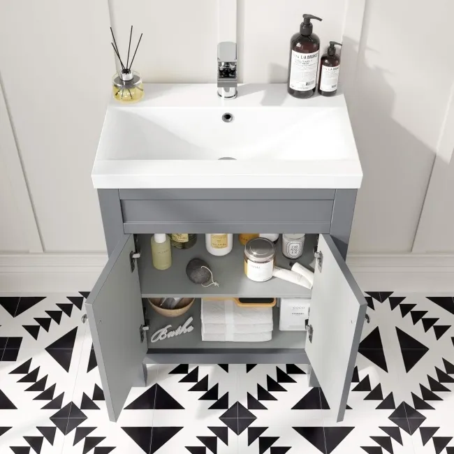 Bermuda Dove Grey Basin Vanity and Back to Wall Unit 1100mm